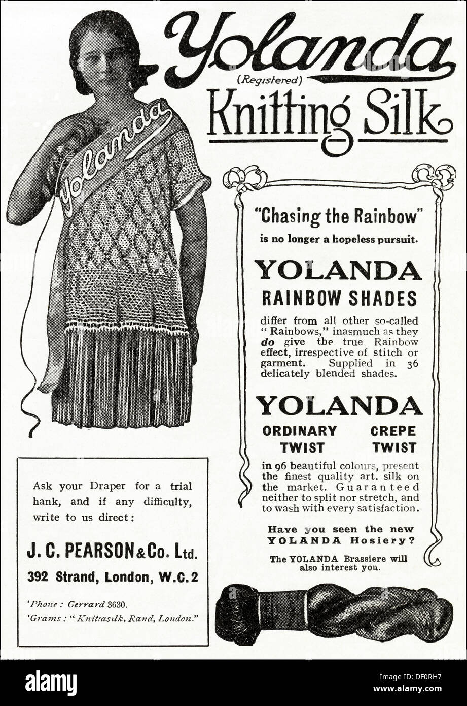 Original 1920s advertisement advertising YOLANDA KNITTING SILK ...