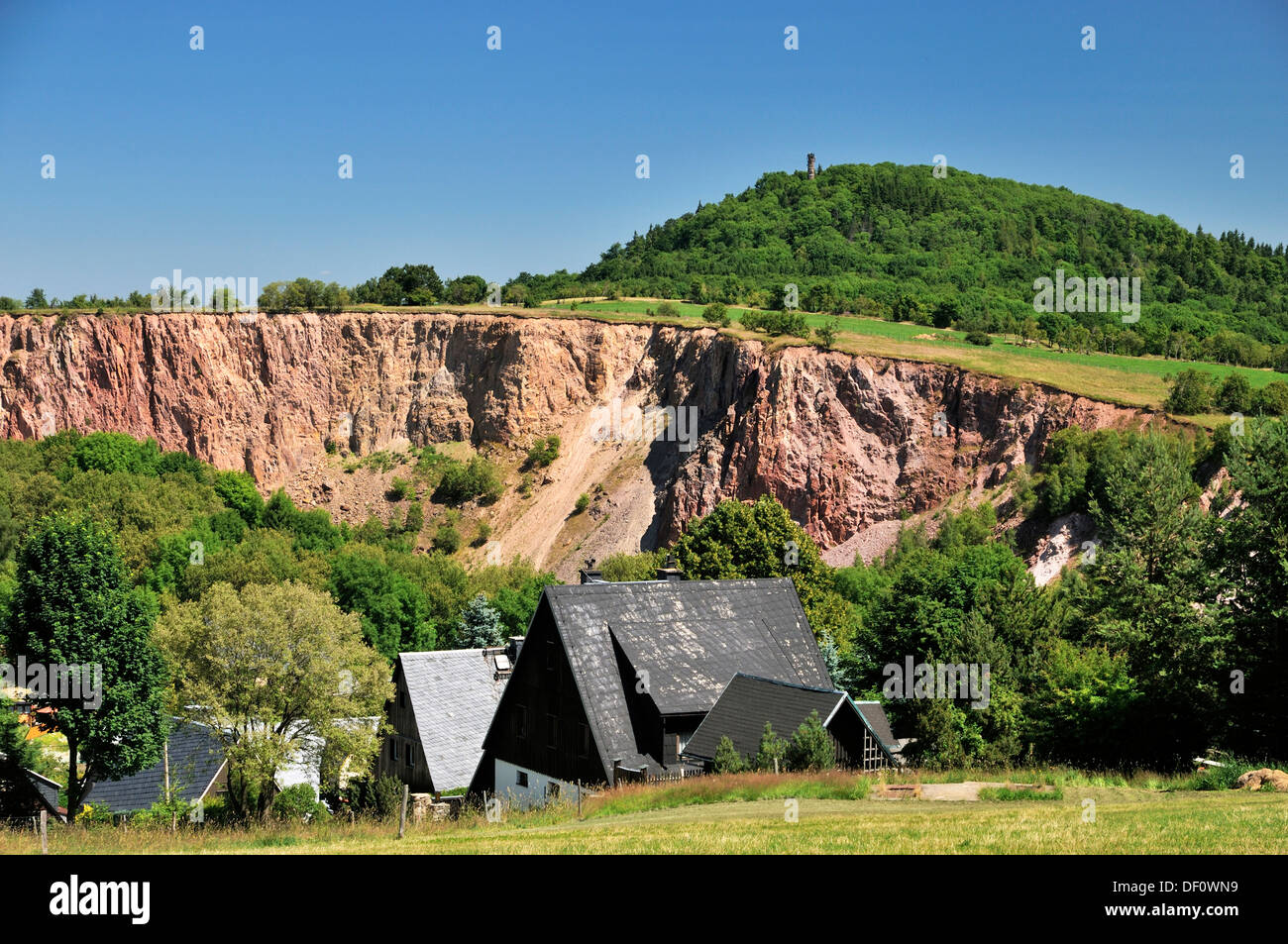 national geotop Altenberger Pinge before mountain Geising Stock Photo ...