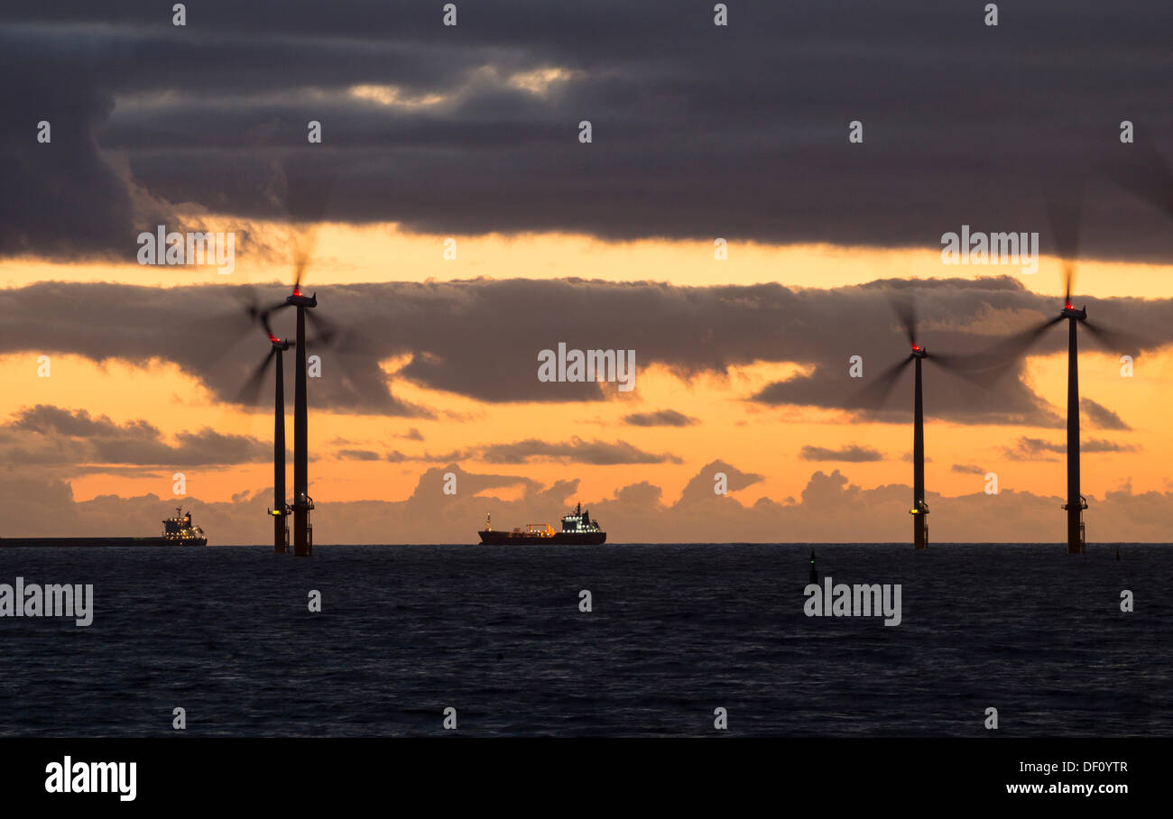 Teesside Offshore Wind farm at Redcar on the north east coast. England ...