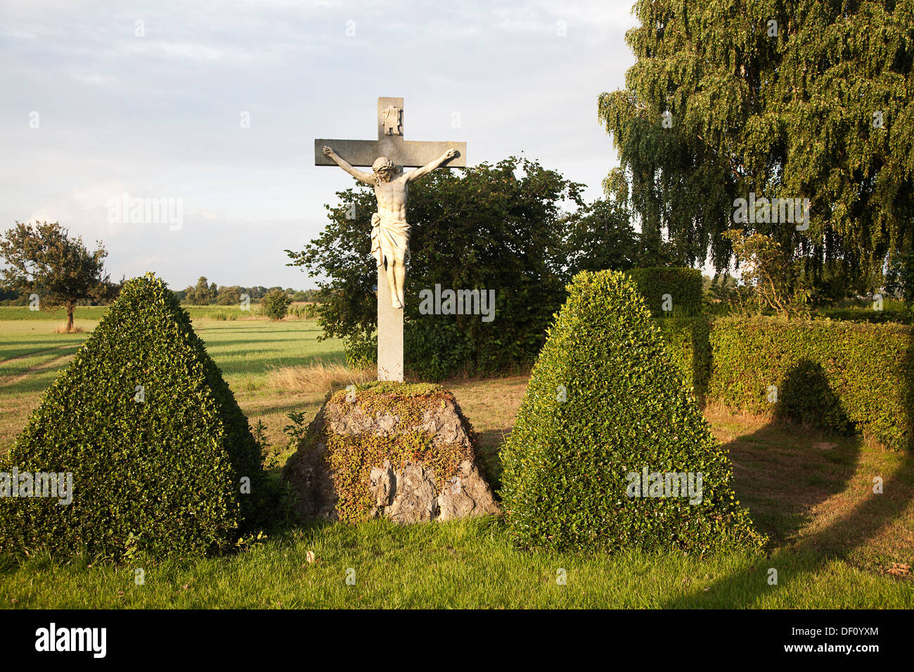 Catholic cross along a road near Aijen, Bergen, Limburg, Netherlands ...