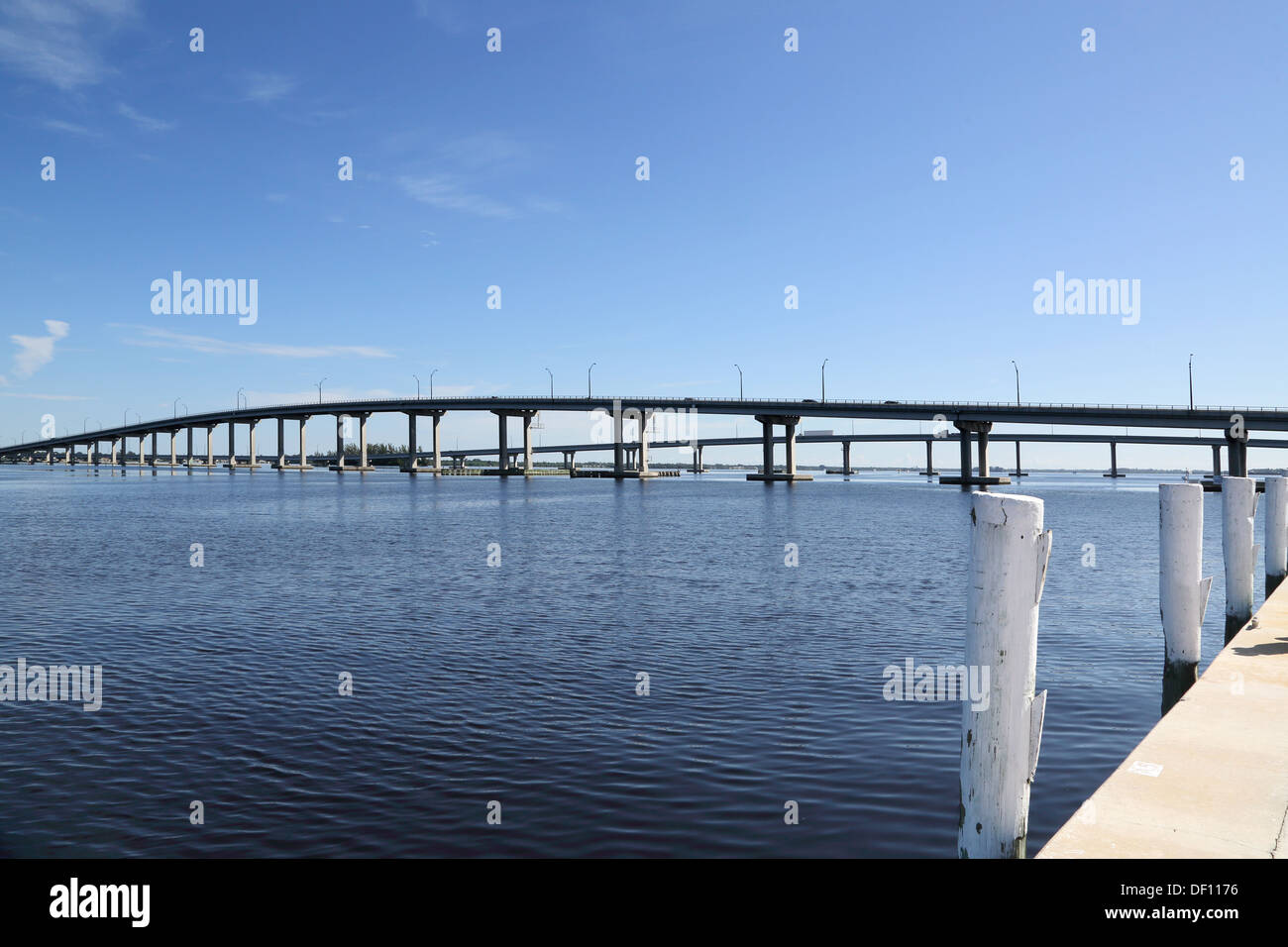 bridge over the caloosahatchee river fort myers on the florida coast ...