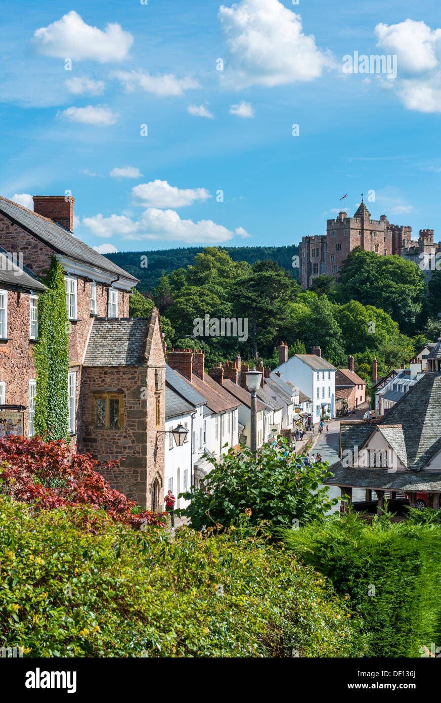 Dunster, Somerset,England, UK. A view of Dunster Castle and The Yarn ...