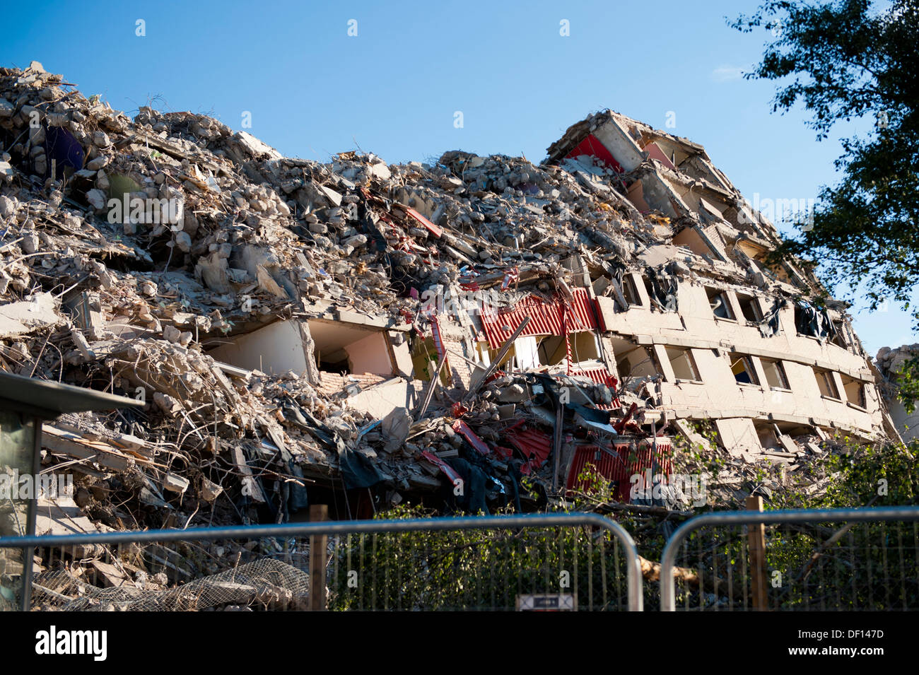 Multi storey remains after controlled explosion demolition Stock Photo ...