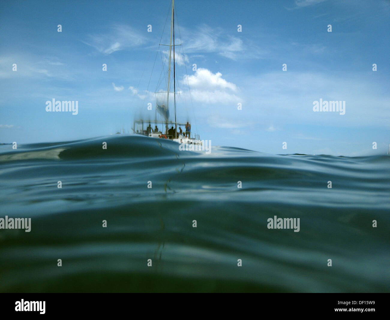 La Gaulette, Mauritius, catamaran ride from the sea photographed from ...