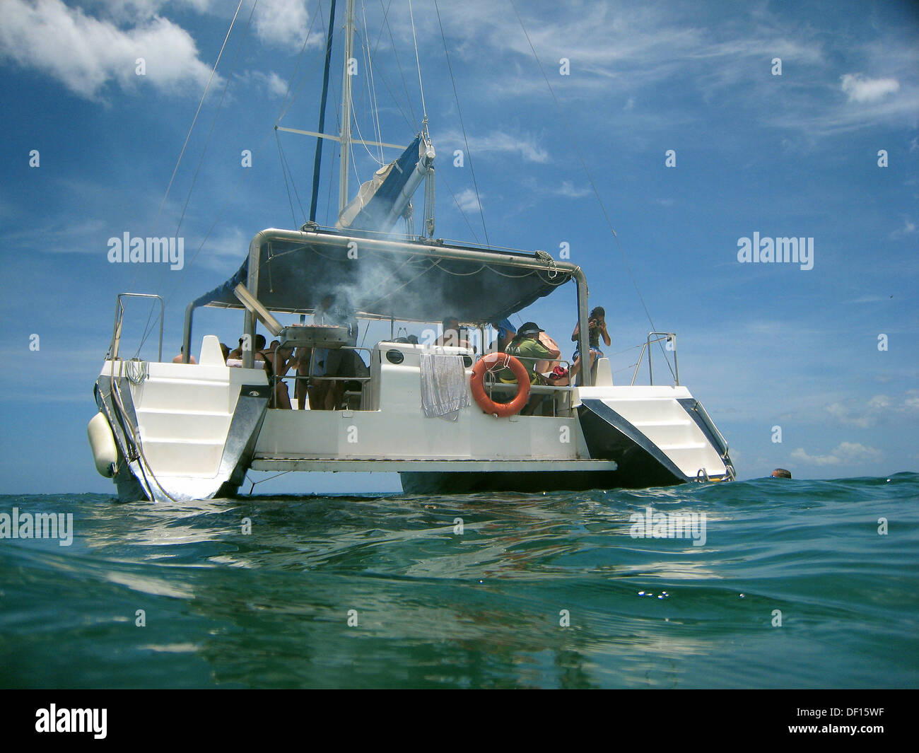 La Gaulette, Mauritius, catamaran sailing in the Indian Ocean Stock ...