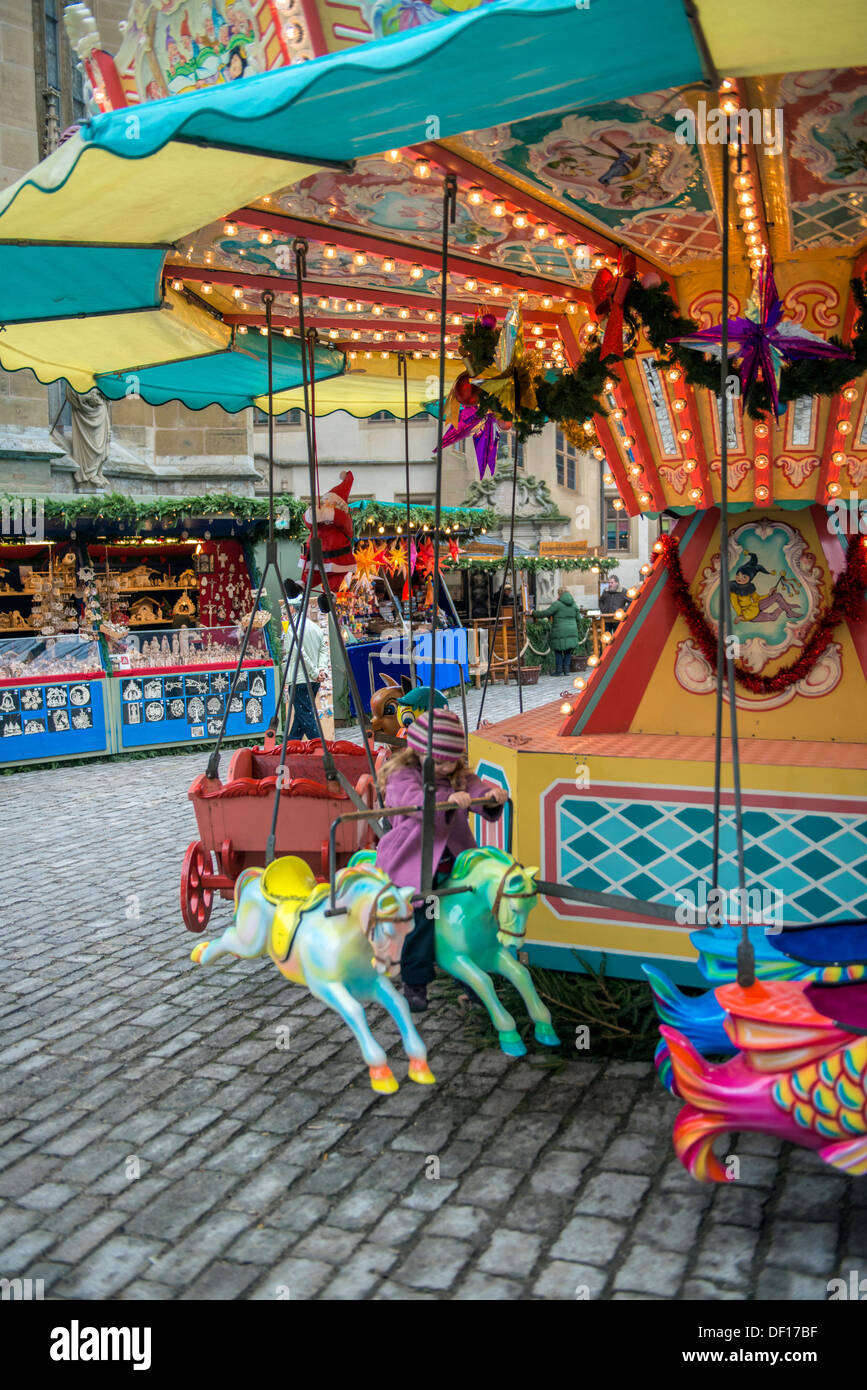 Carousel at Christmas market, Rothenburg, Germany Stock Photo - Alamy