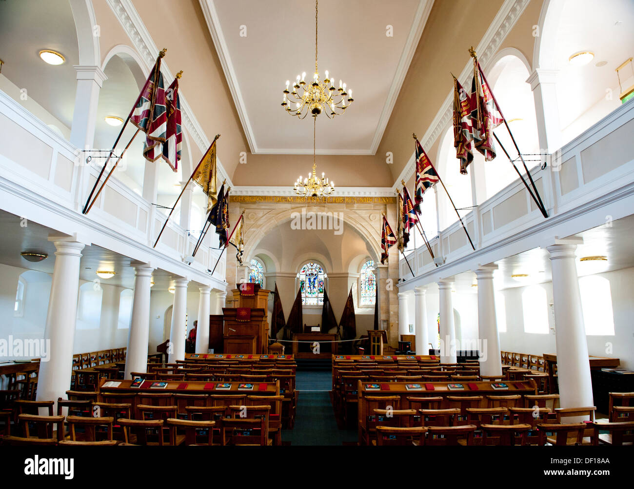 old military church with union flags Stock Photo - Alamy