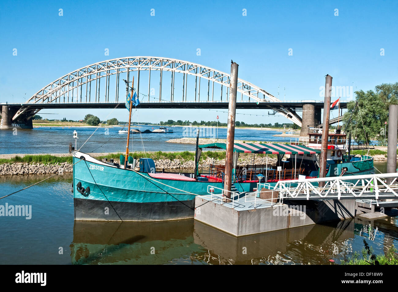 Old Dutch coaster being used as a floating restaurant at Nijmegen ...