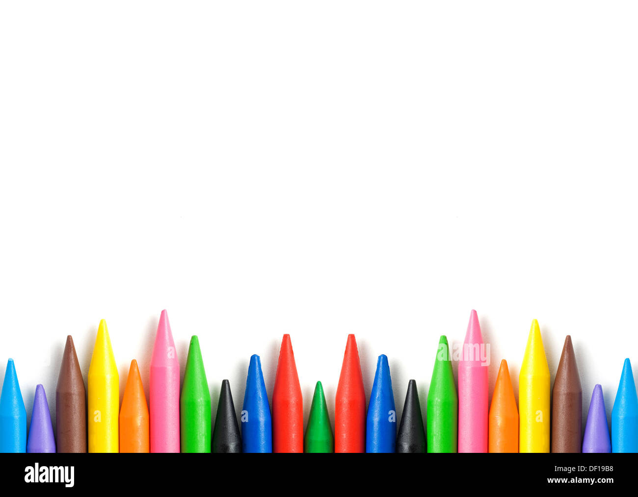 A stack of colorful crayons on an isolated white background. with ...