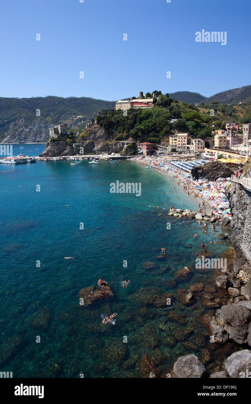 The Old Town Beach at Monterosso al Mare from the Cinque Terre Coastal ...