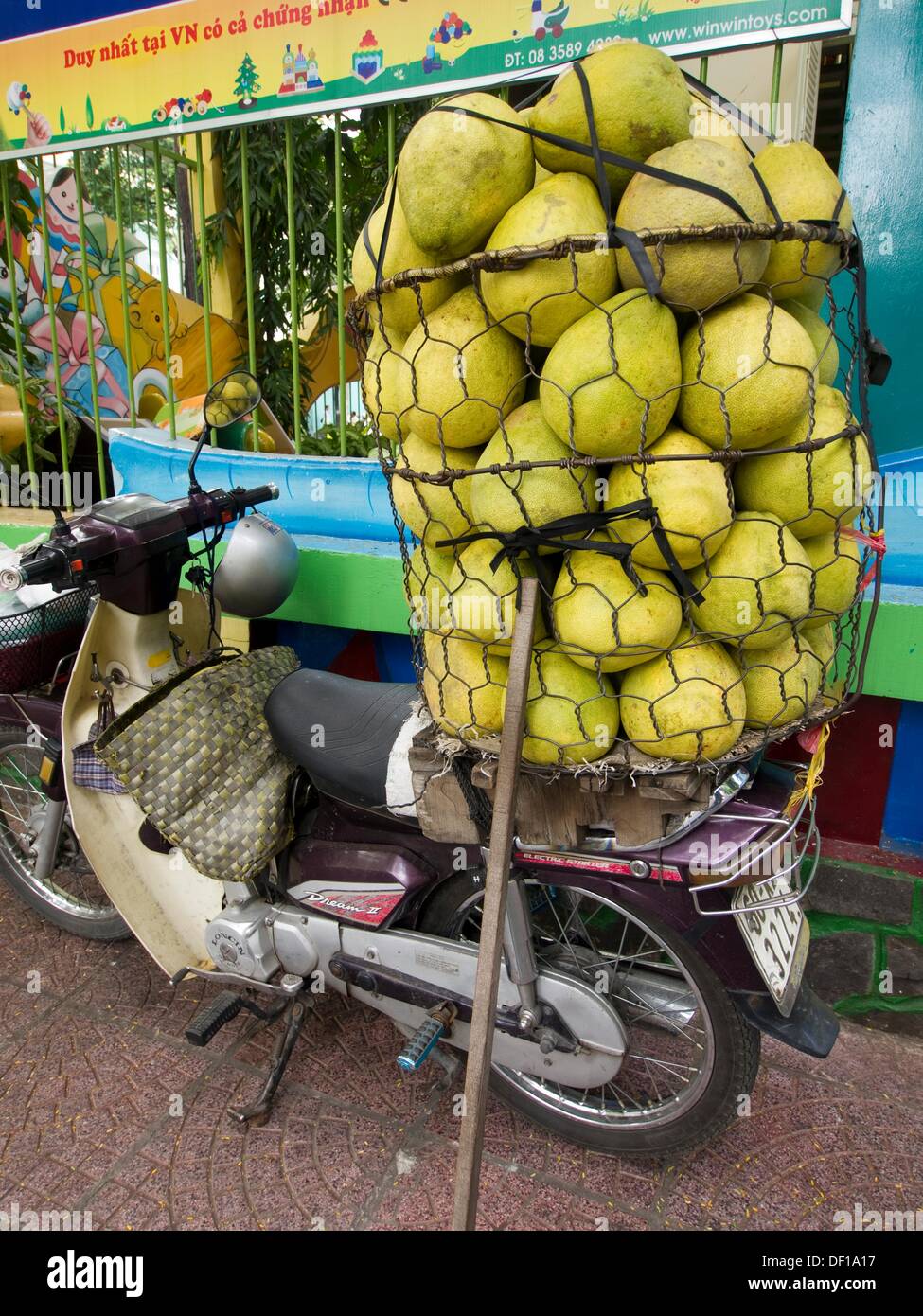 Fruit for transport on a motorcycle in Ho Chi Minh City, Vietnam Stock ...