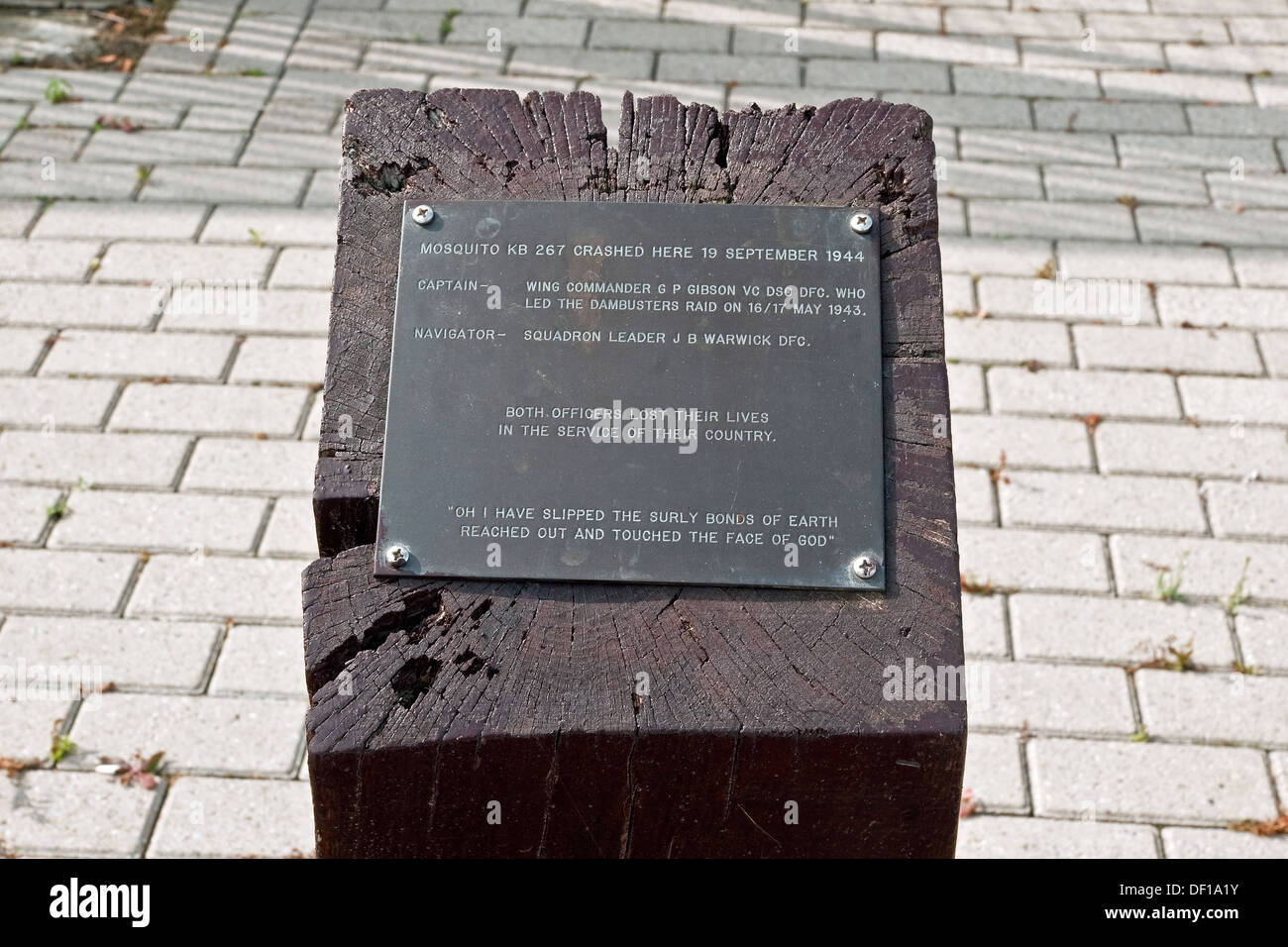 Memorial marking the spot where Wing Commander Guy Gibson VC and his ...