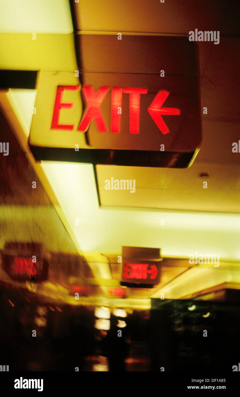 Red lit exit sign hi-res stock photography and images - Alamy