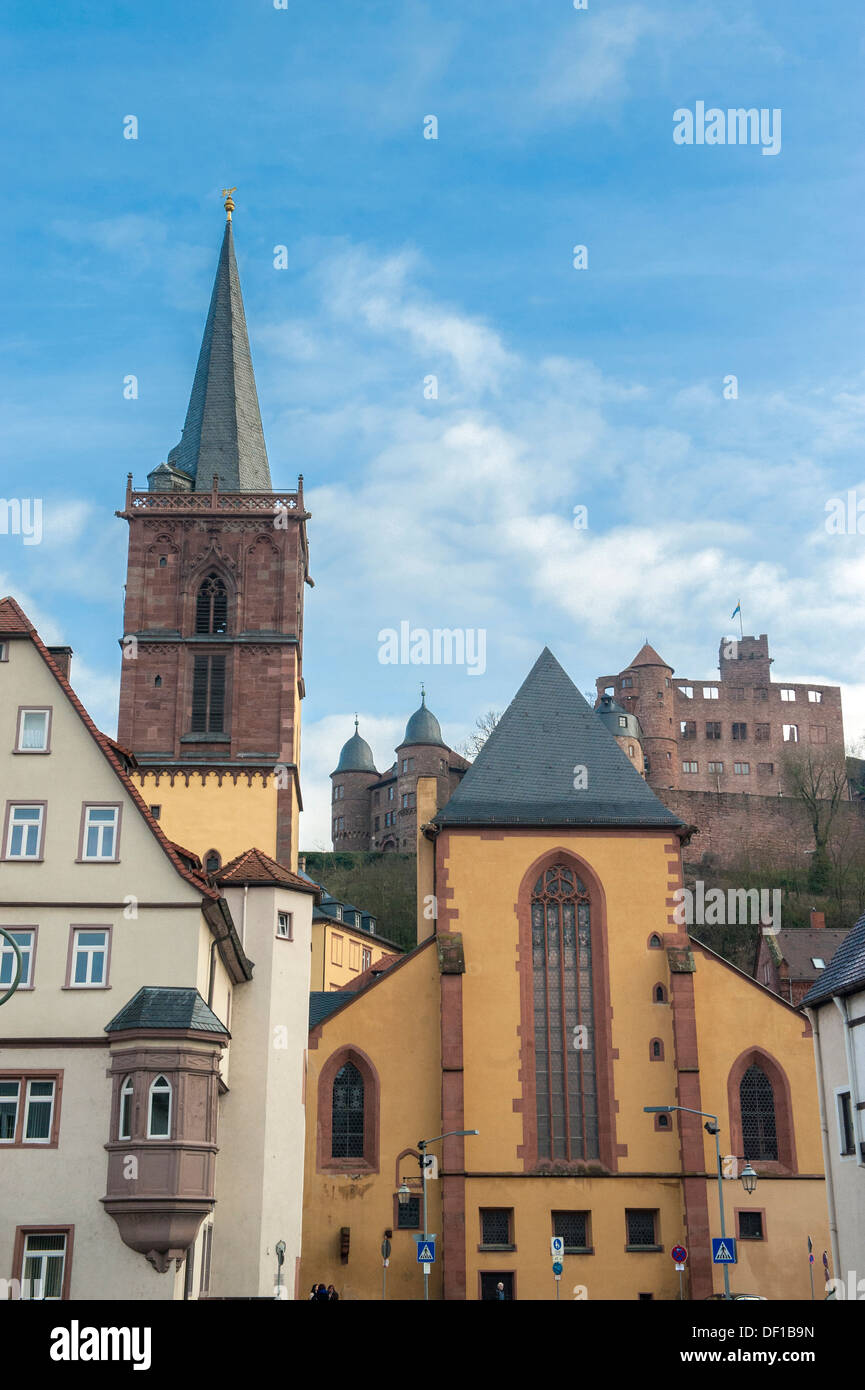 Evangelische Stiftskirche, and Wertheim Castle, Wertheim, Germany Stock ...