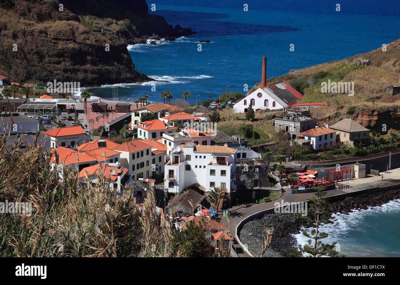 Madeira Island, overlooking the village of Porto da Cruz Stock Photo ...