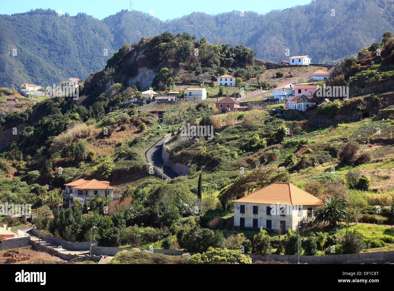 Madeira Island, Porto da Cruz, view from the mountain road to the site ...