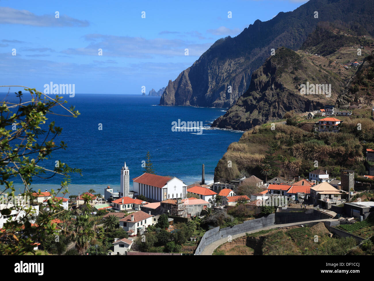 Madeira Island, Porto da Cruz, view from the mountain road to the site ...
