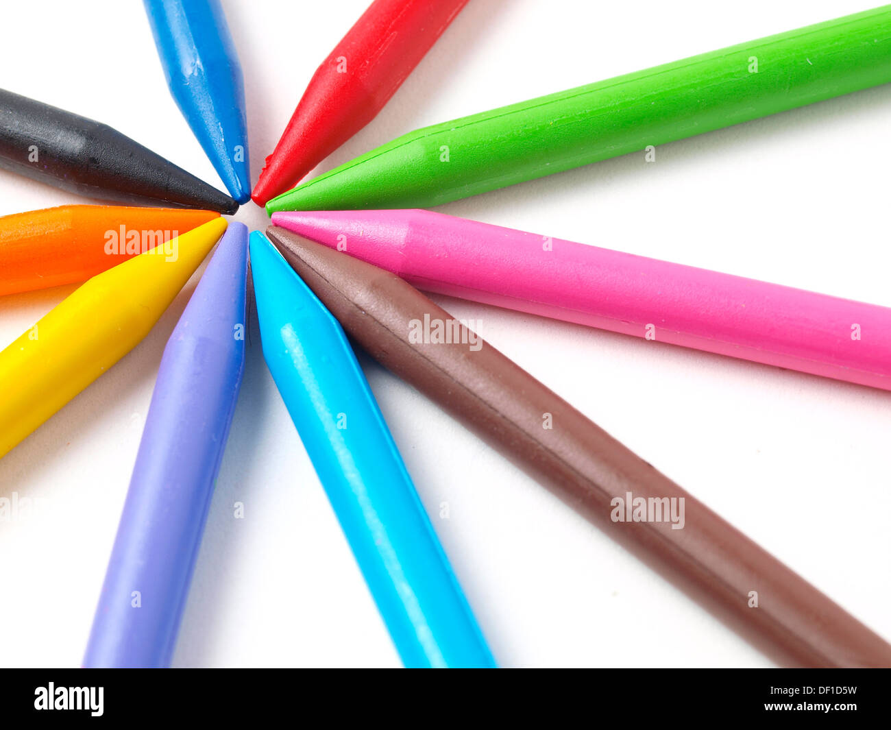 Colour crayons isolated on white background close up Stock Photo - Alamy