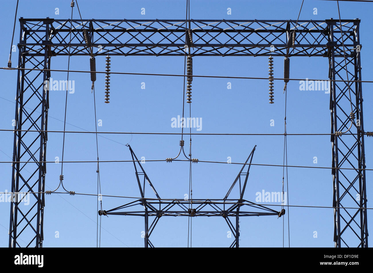 Power Lines at Electrical Sub Station Stock Photo - Alamy