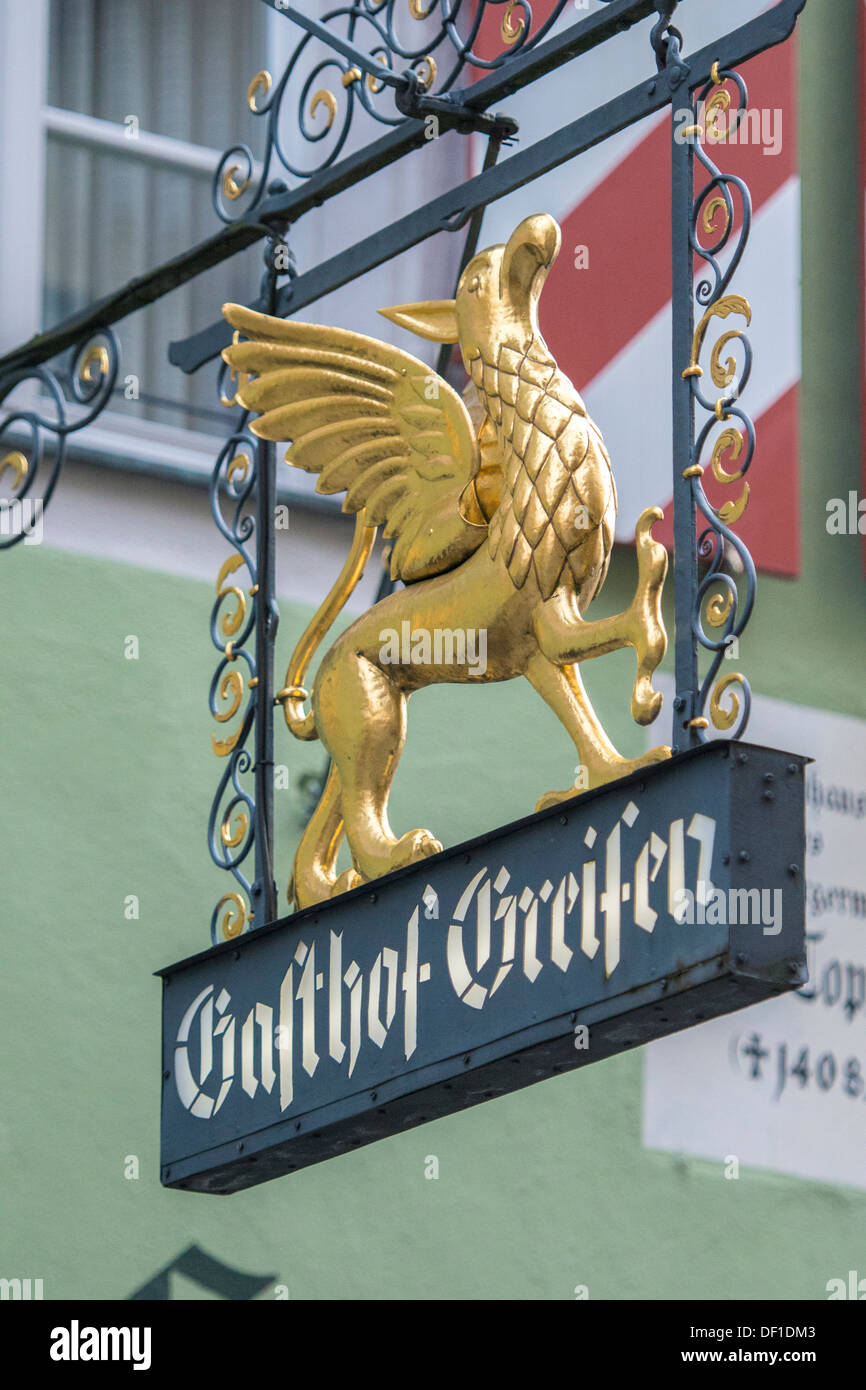Griffin guesthouse sign, Rothenburg, Germany Stock Photo - Alamy