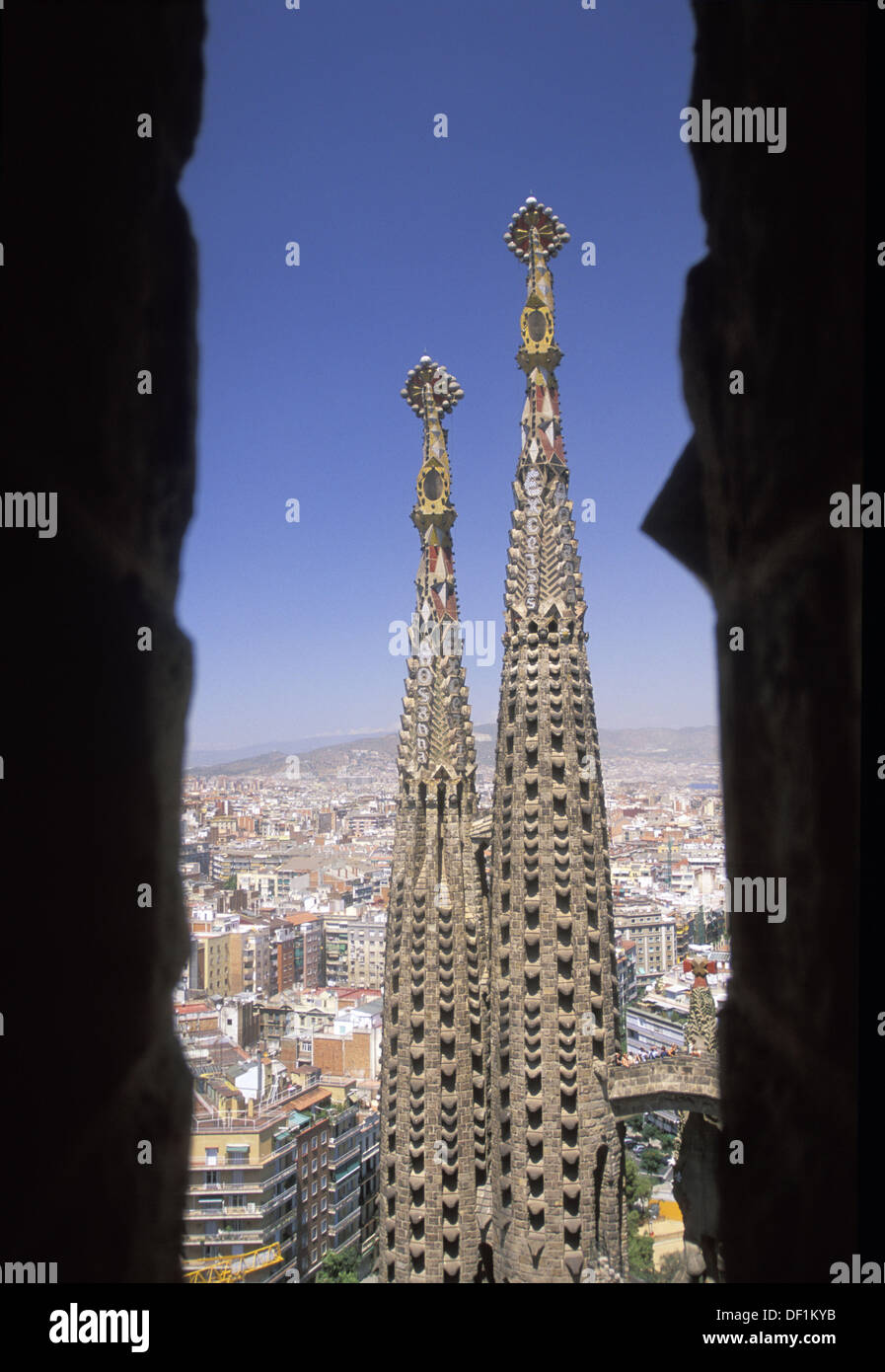 Towers of Sagrada Familia temple by Gaudí. Barcelona, Spain Stock Photo ...