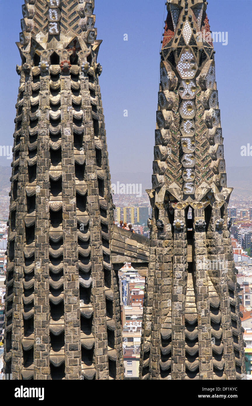 Towers of Sagrada Familia temple by Gaudí. Barcelona, Spain Stock Photo ...