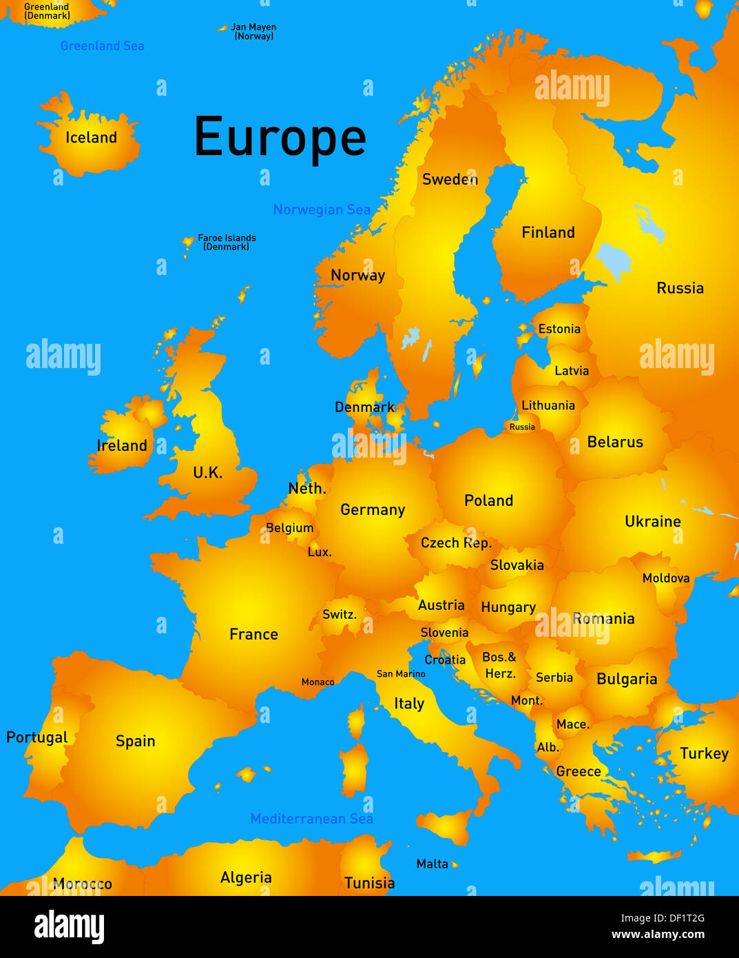 Map of spain with portugal and andorra hi-res stock photography and ...