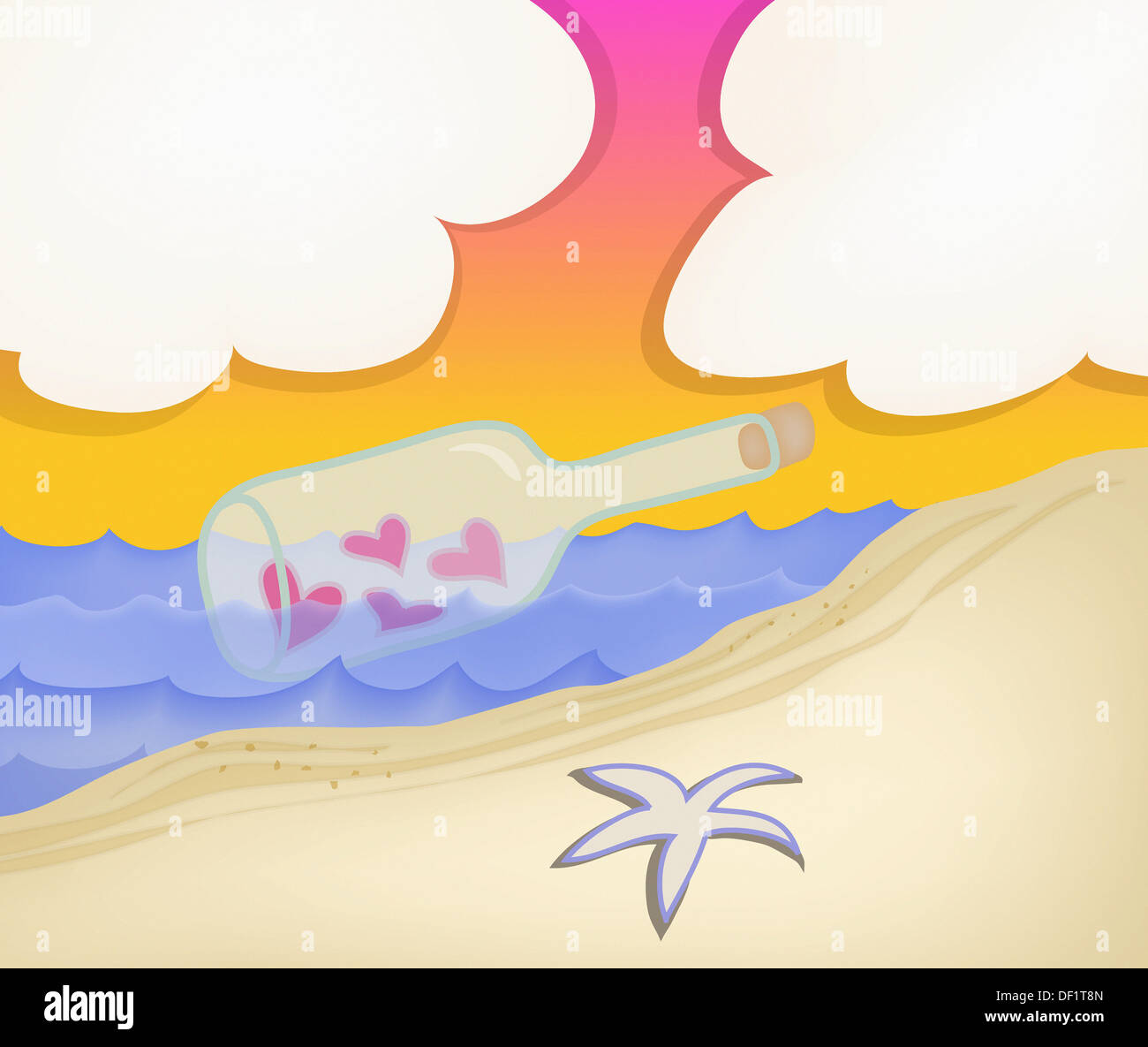 Message in a bottle drawing hi-res stock photography and images - Alamy