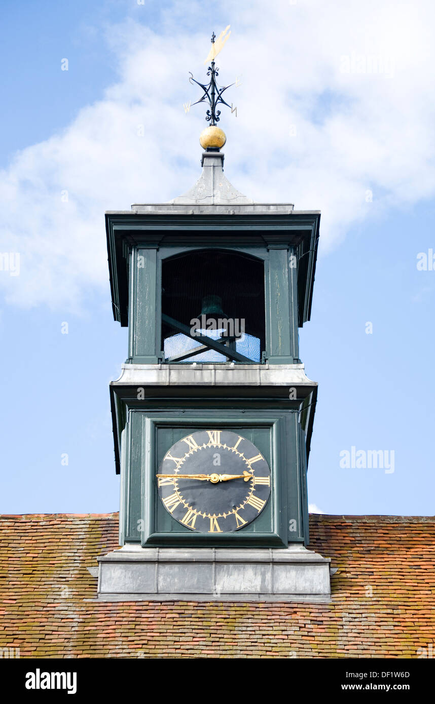 Clock on the roof of Tudor stableyards / stable yard and the stables ...
