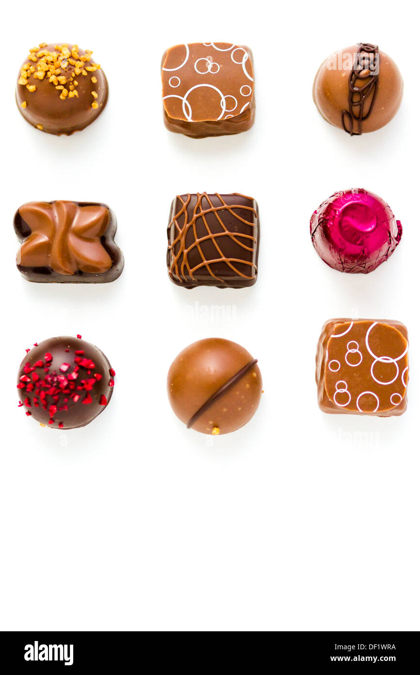 Assortedgourmet chocolate candies in different shapes and colors Stock ...