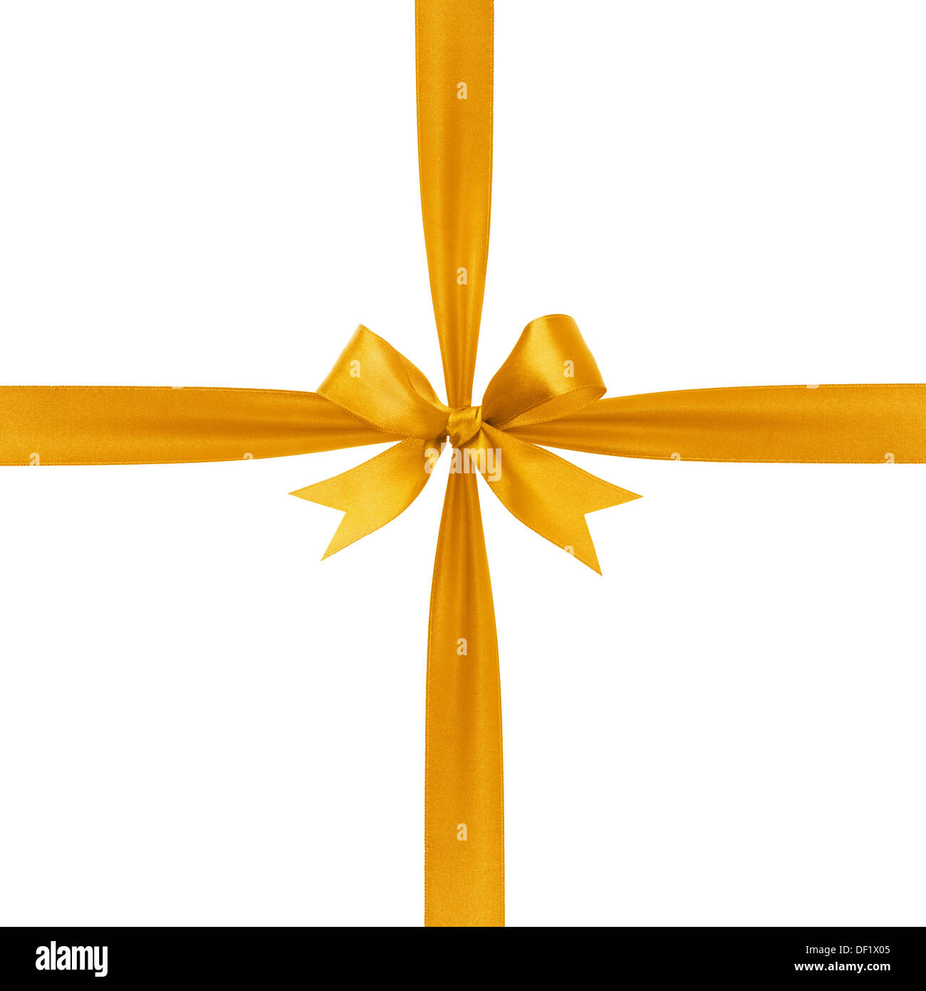 gold simple tied ribbon bow composition, isolated on white Stock Photo ...