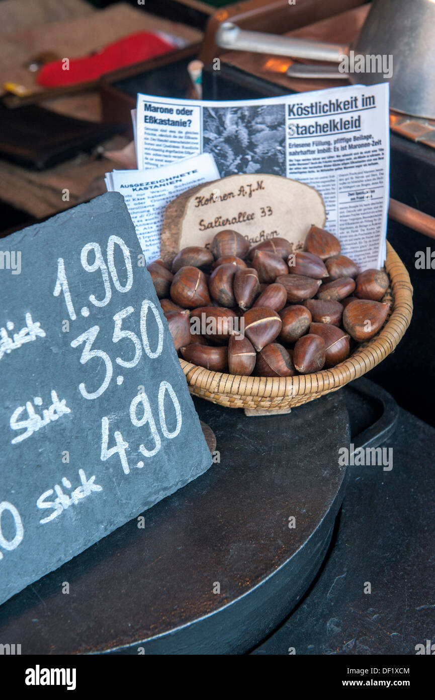 Roasted chestnuts at the Christmas market in Aachen, Germany Stock ...