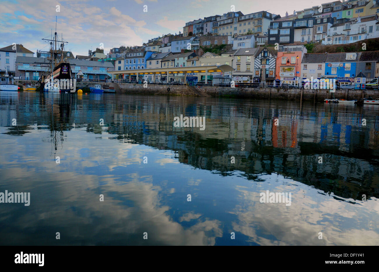 Brixham harbour with houses hi-res stock photography and images - Alamy