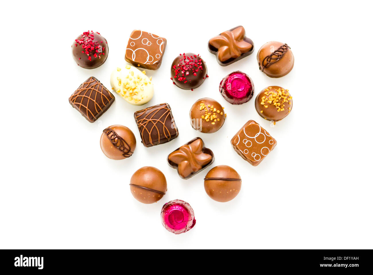 Assortedgourmet chocolate candies in different shapes and colors Stock ...