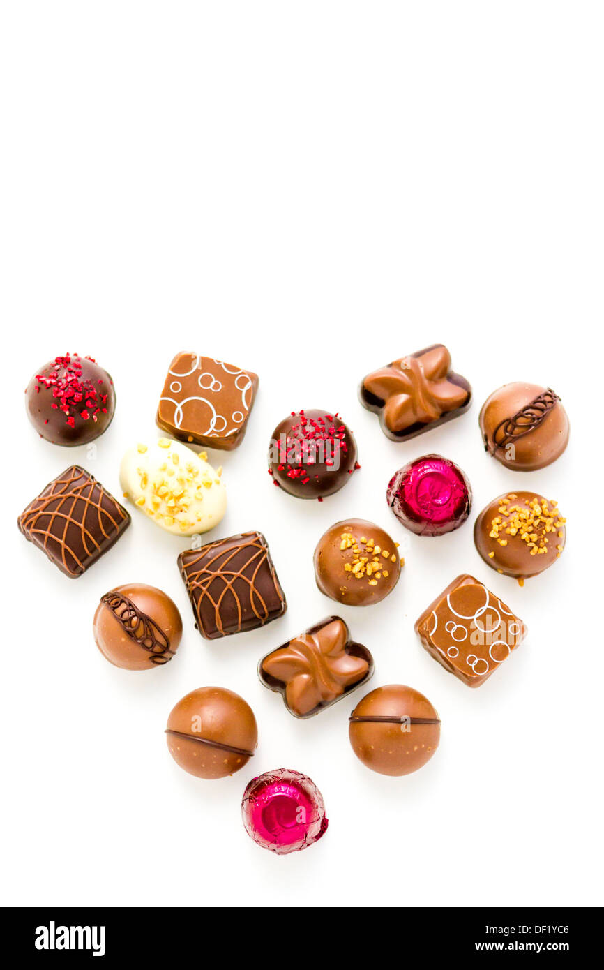 Assortedgourmet chocolate candies in different shapes and colors Stock ...
