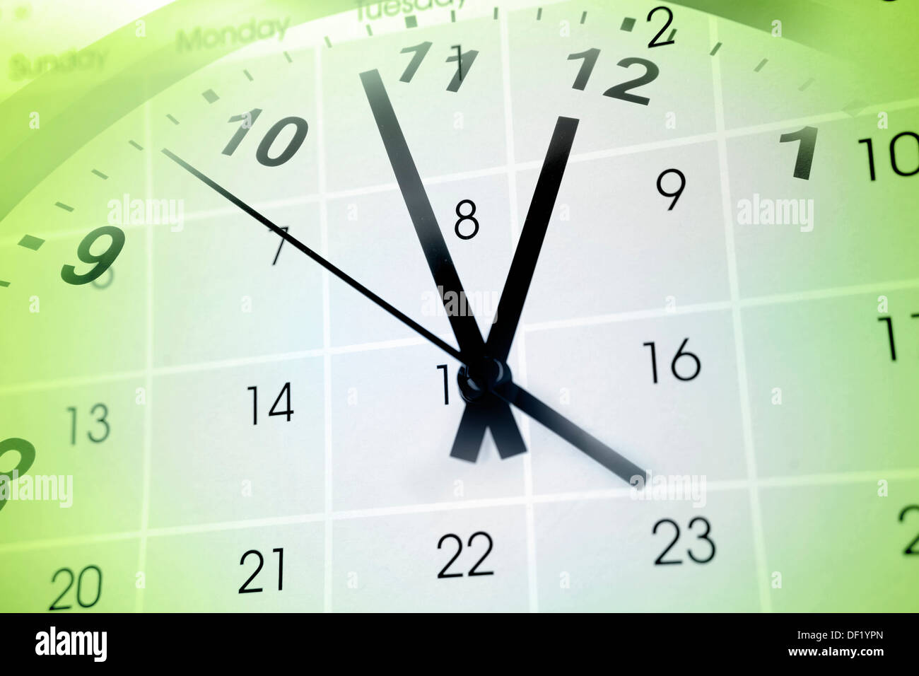 Clock face and calendar composite Stock Photo - Alamy