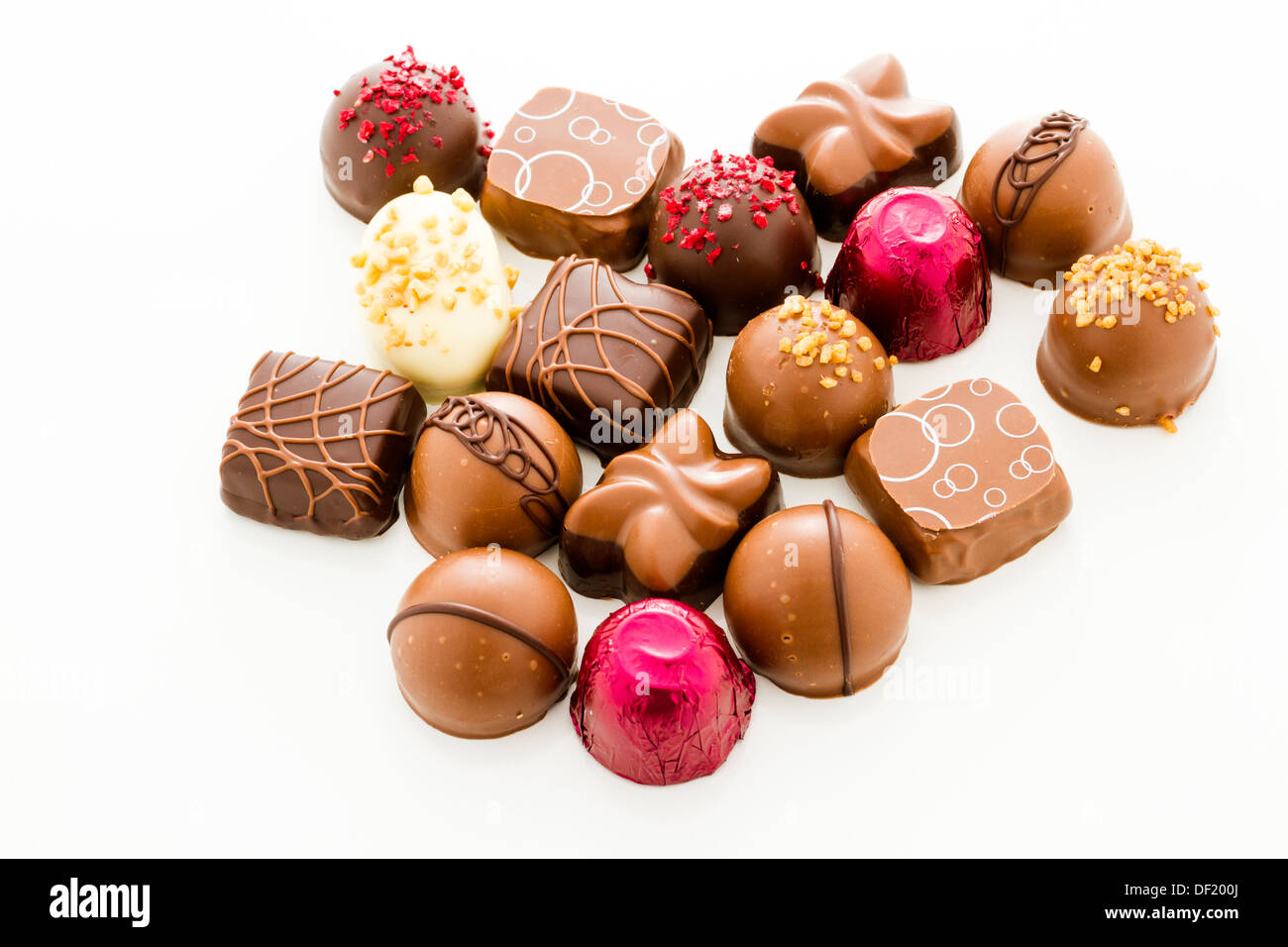 Assortedgourmet chocolate candies in different shapes and colors Stock ...