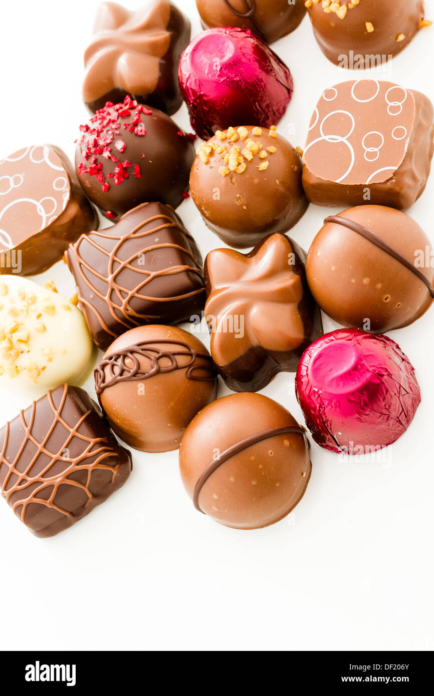 Assortedgourmet chocolate candies in different shapes and colors Stock ...