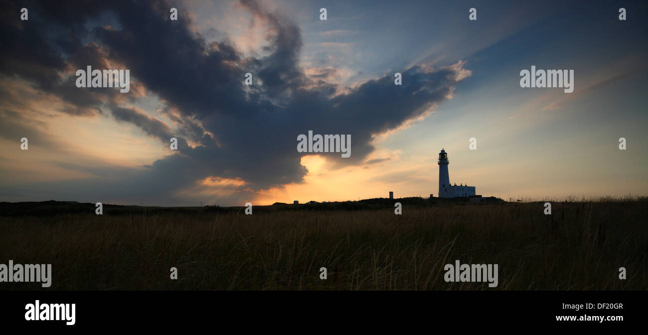 Flamborough Lighthouse in Yorkshire with moody sky Stock Photo - Alamy