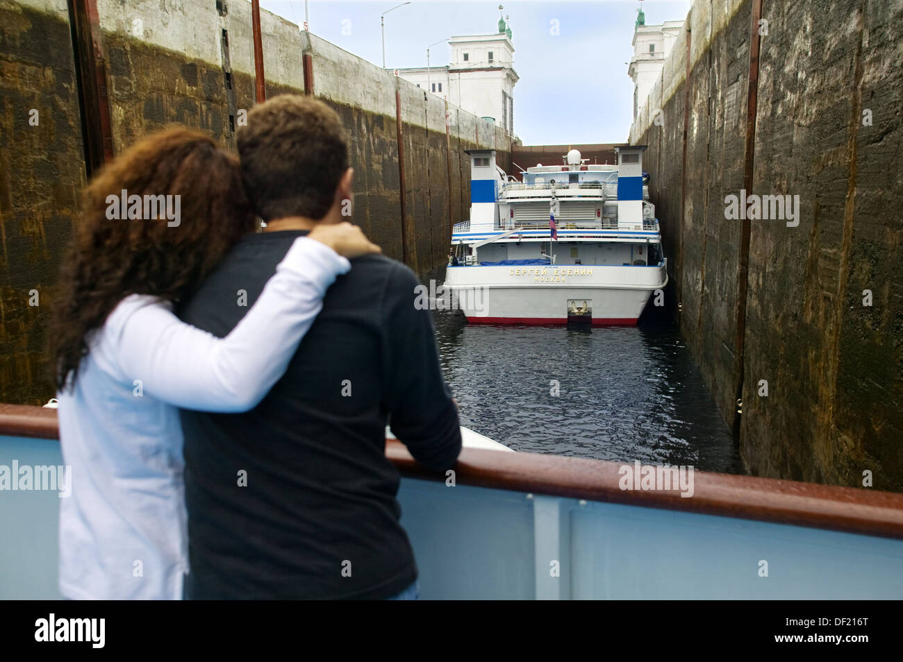 Upper Svir lock, Podporozhye, Svir River flowing from Lake Onega to ...