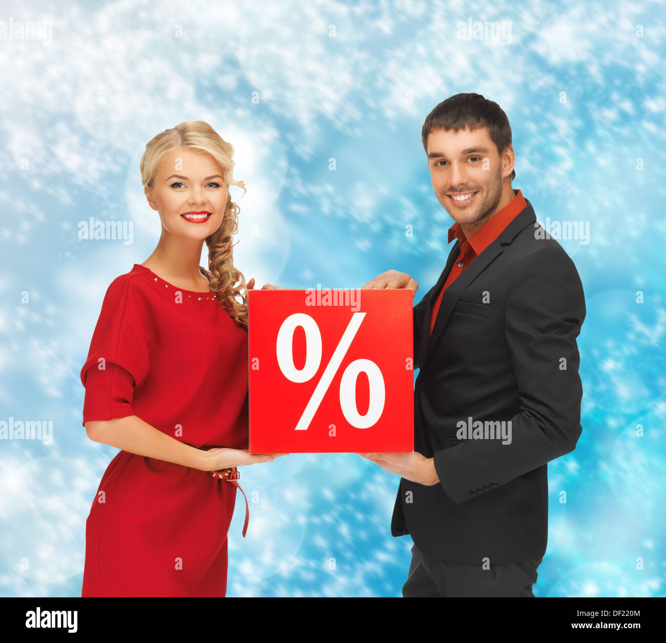man and woman with percent sign Stock Photo - Alamy