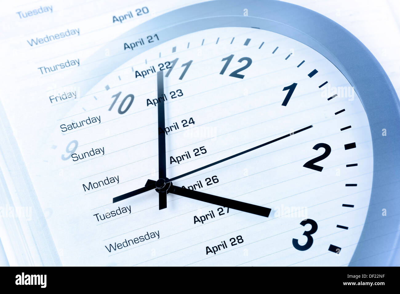 Clock face and calendar composite Stock Photo - Alamy