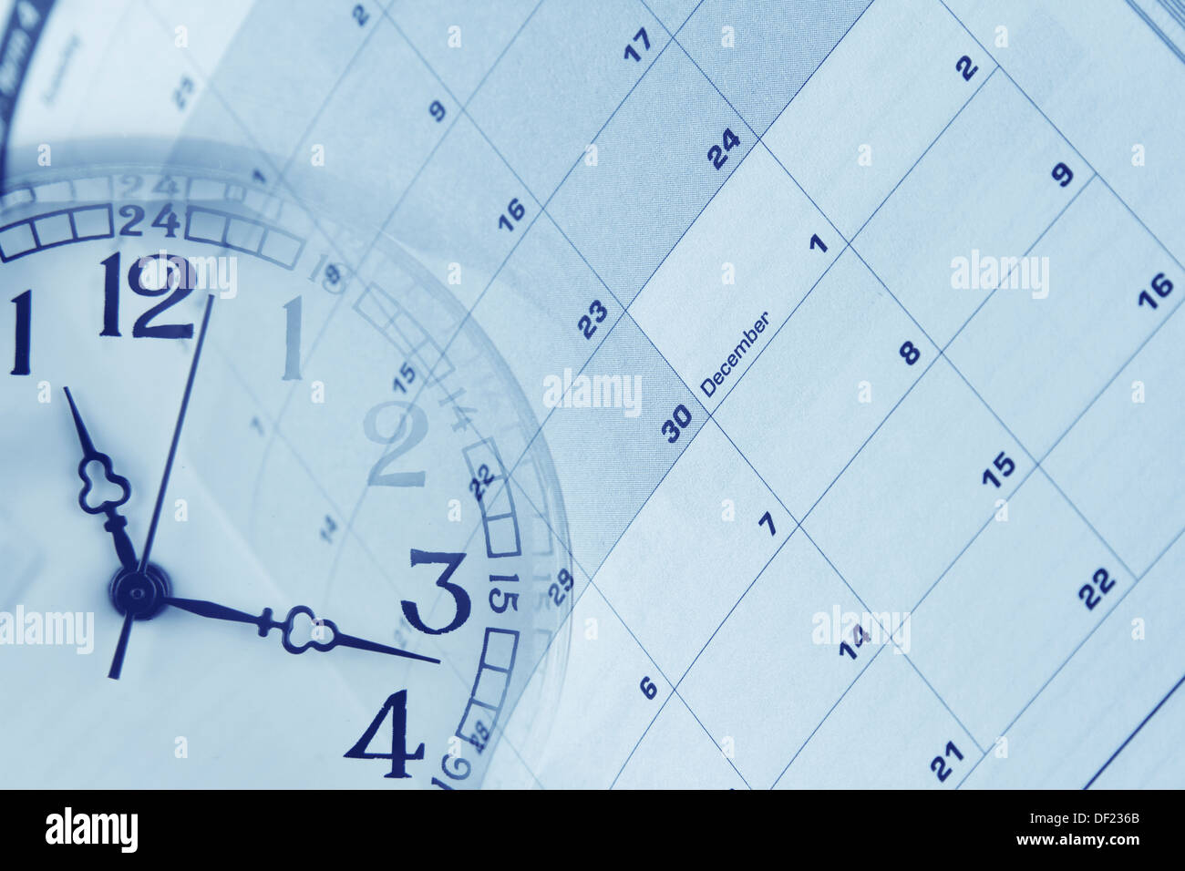 Clock face and calendar Stock Photo - Alamy
