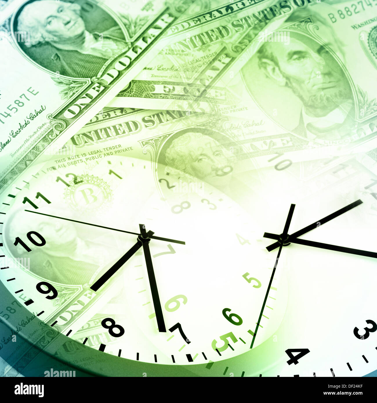 Clocks and banknotes. Time is money concept Stock Photo - Alamy