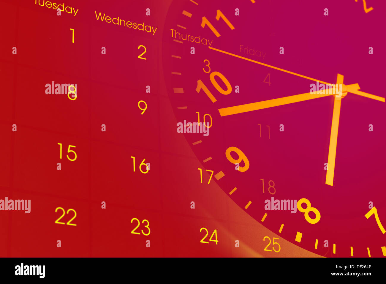 Clock face and calendar composite Stock Photo - Alamy