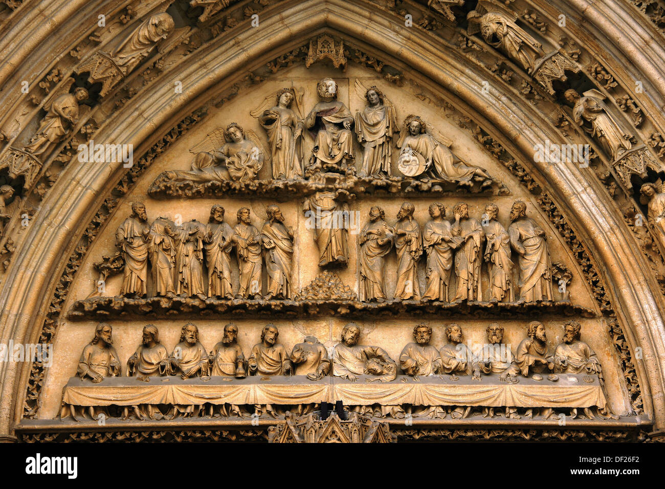Tympanum of the Porte de la Fleche (14th century), Saint-Andre ...