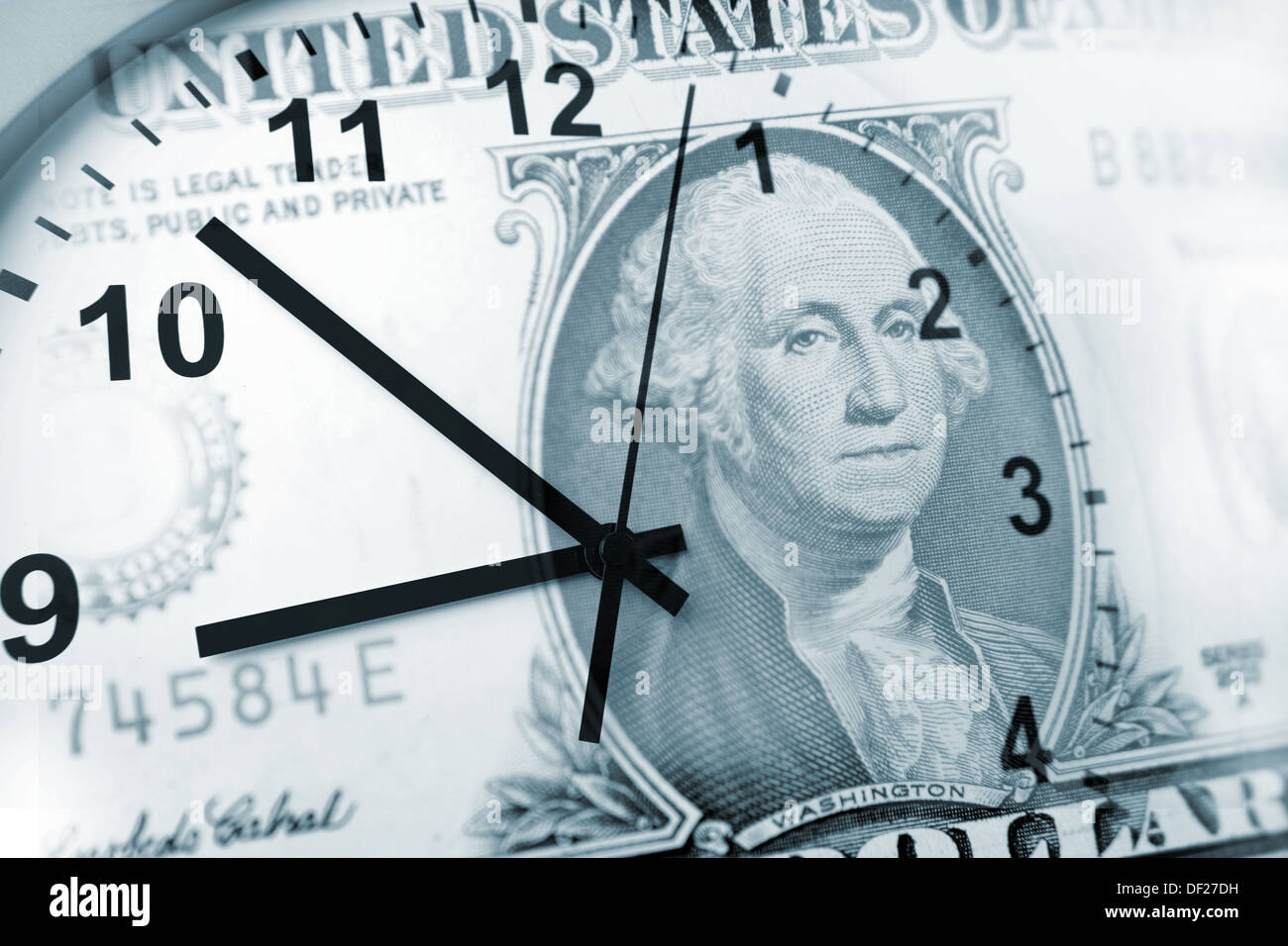 Clock and banknote. Time is money concept Stock Photo - Alamy