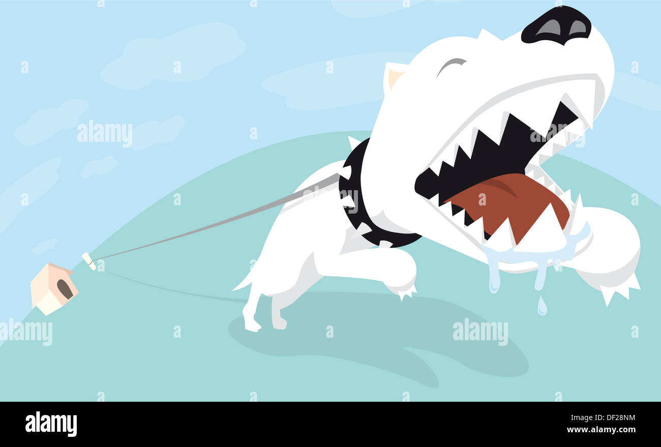 Tied angry dog Stock Photo - Alamy