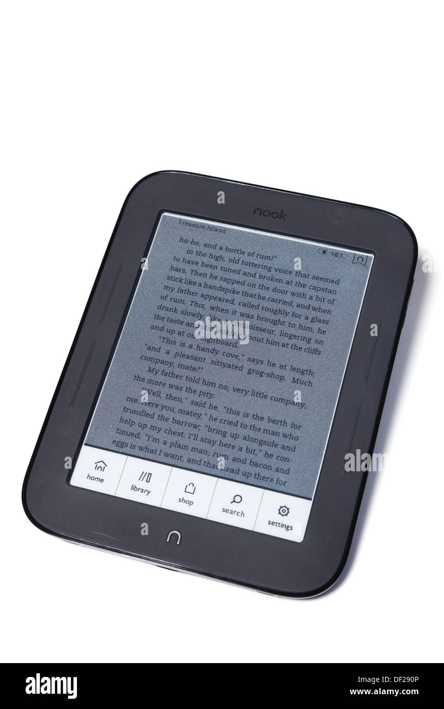 studio nook ereader on white with home library shop menu Stock Photo ...