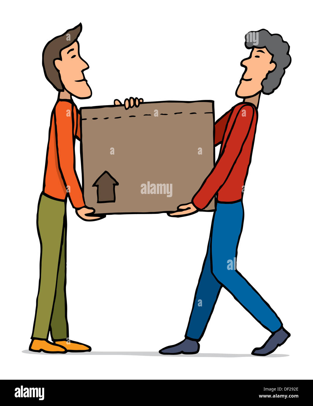 Teamwork moving / Carrying box Stock Photo - Alamy